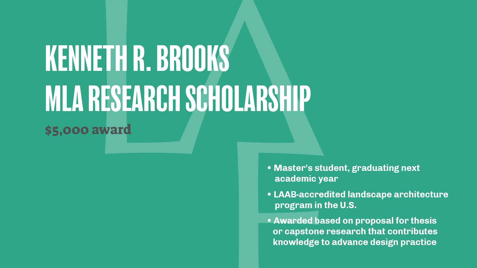 Kenneth R. Brooks MLA Research Scholarship | Landscape Architecture ...