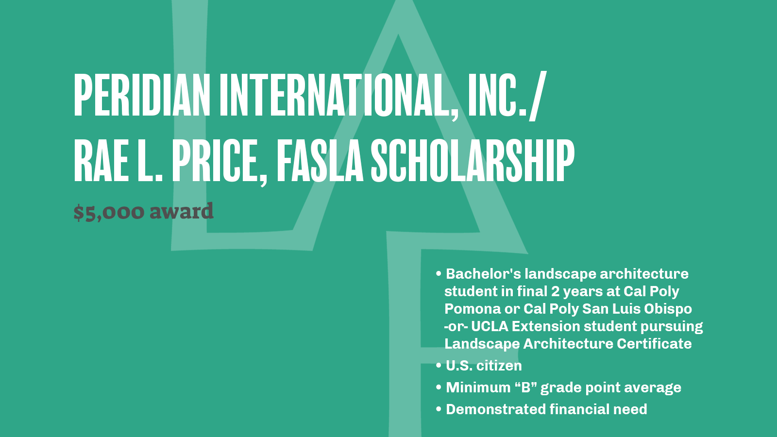 Peridian International, Inc./Rae L. Price, FASLA Scholarship ...